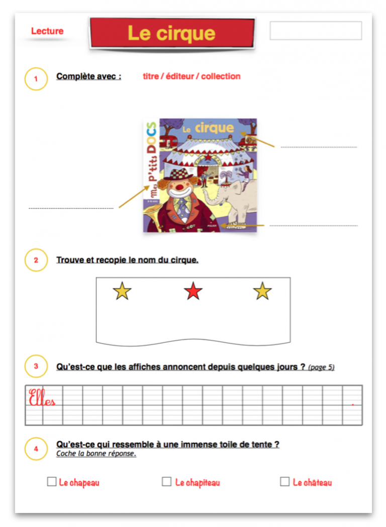 Le cirque – Fiche de lecture documentaire – leblogducancre.com