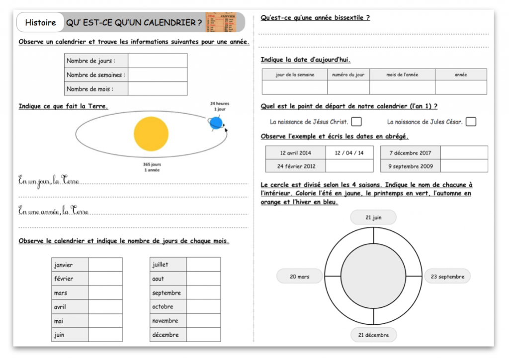 Le calendrier – leblogducancre.com